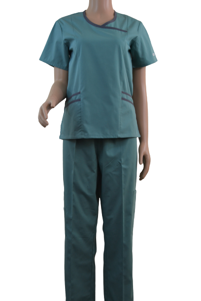 S201: Surgical green with grey trim – Janet Scrubs