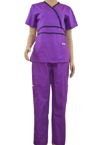 S201: Purple With Black Trim – Janet Scrubs