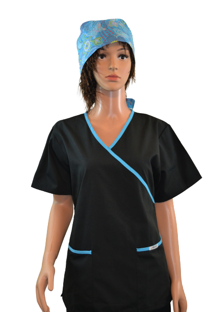 T203: Black With Blue Trim – Janet Scrubs
