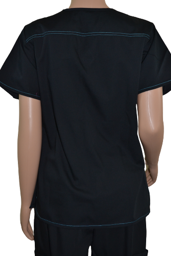 S301: Black With Blue Stitches – Janet Scrubs
