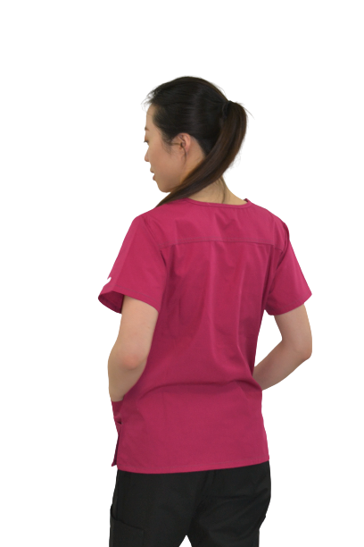T301: Raspberry With Grey Stitches – Janet Scrubs