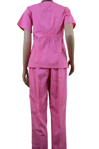 S201: Pink With Black Trim – Janet Scrubs