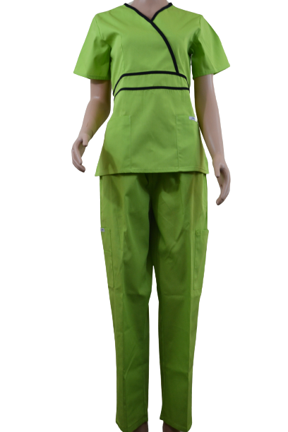 S201: Lime Green With Black Trim – Janet Scrubs