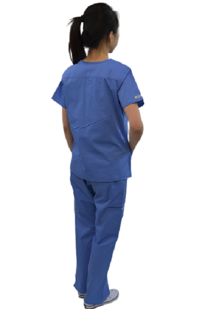 S301: Ceil Blue With Dark Blue Stitches – Janet Scrubs