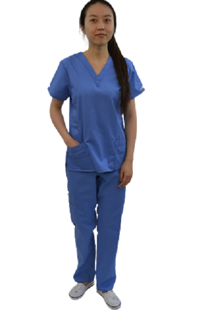 S301: Ceil Blue With Dark Blue Stitches – Janet Scrubs